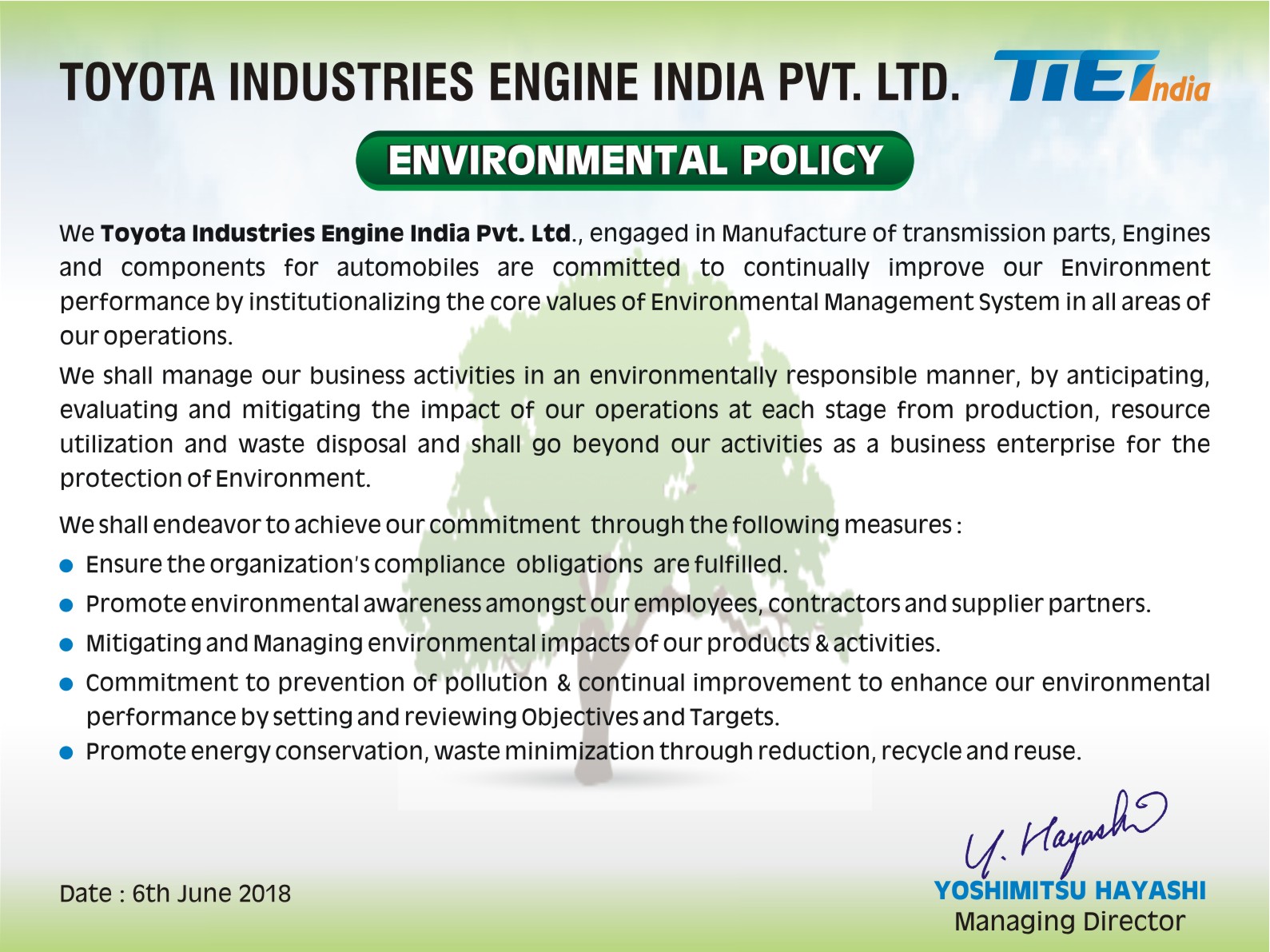 Safety & Health Policy view Environmental Policy view Quality Policy view